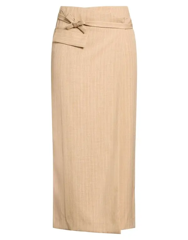 GAELLE PARIS Midi Skirt Camel Size Polyester, Elastane
