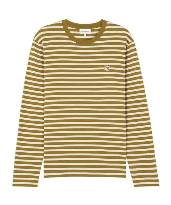 Maison Kitsuné Fox Head Patch Striped T-shirt