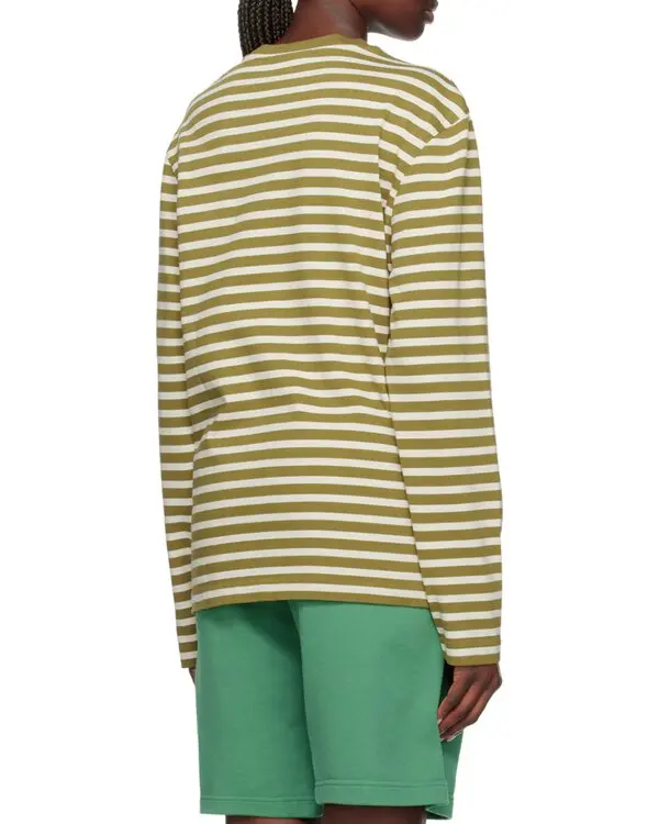 Maison Kitsuné Fox Head Patch Striped T-shirt