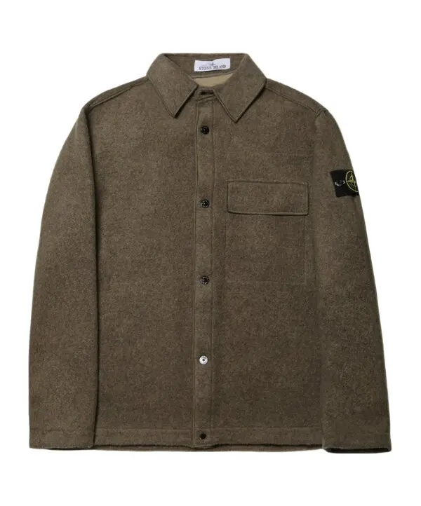 Stone Island Logo Patch Overshirt Jacket - Brown