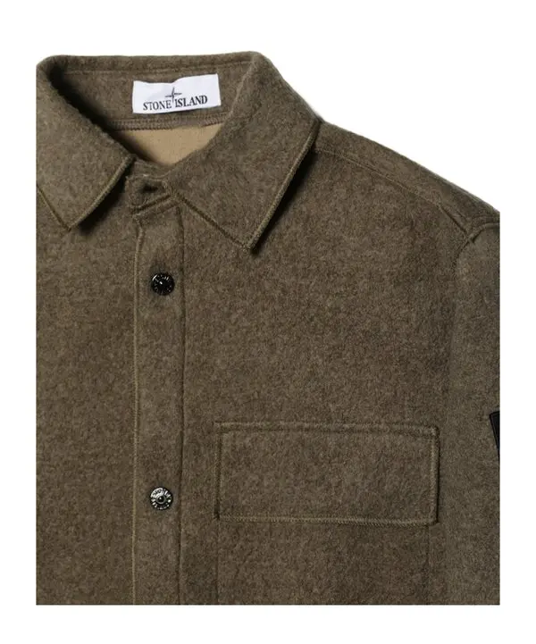 Stone Island Logo Patch Overshirt Jacket - Brown