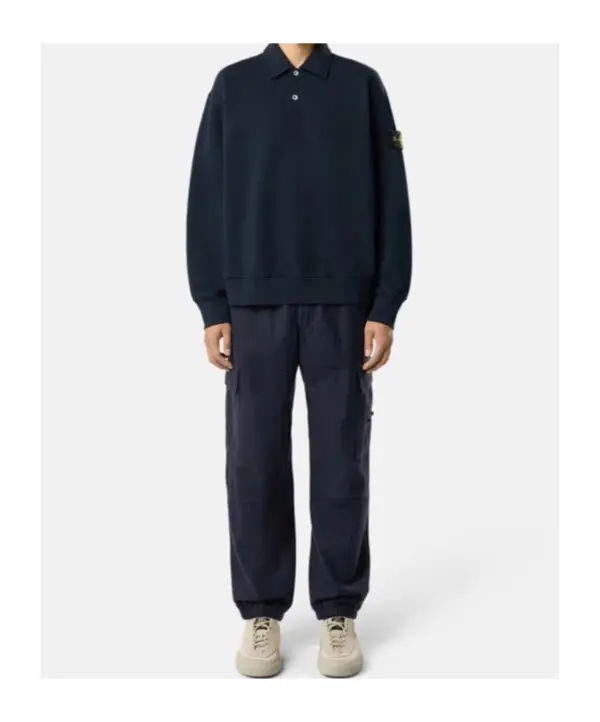Stone Island Oversized-fit Crewneck Sweatshirt With Button Fastening