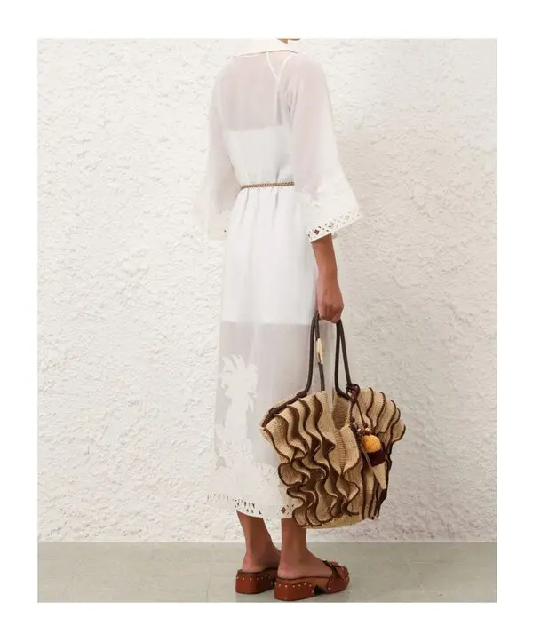 Zimmermann Indra Embroidered Belted Dress