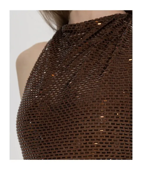 SELF-PORTRAIT Rhinestone-embellished Open-back Maxi Dress