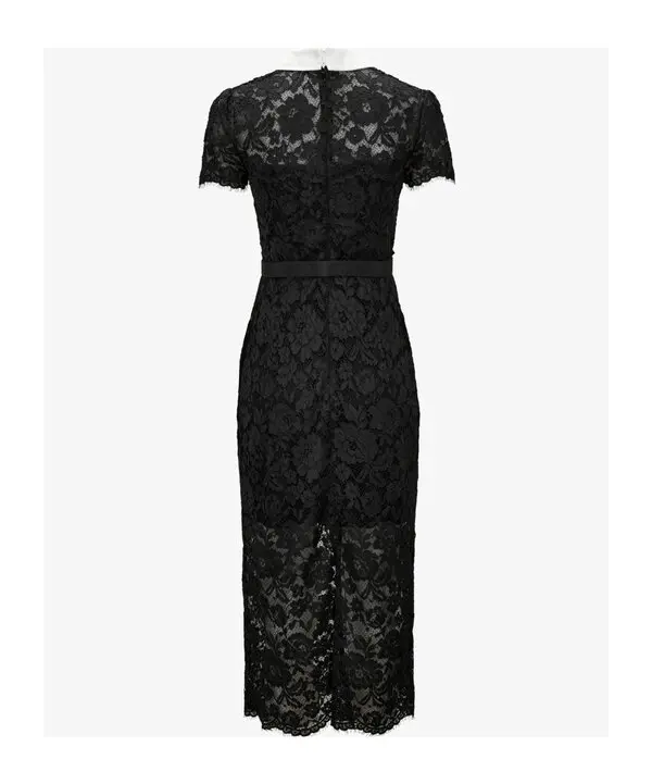SELF-PORTRAIT Color-block Lace Collar Midi Dress