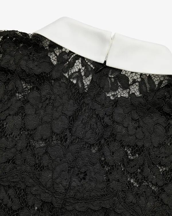 SELF-PORTRAIT Color-block Lace Collar Midi Dress