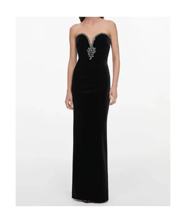 SELF-PORTRAIT Long Velvet Dress