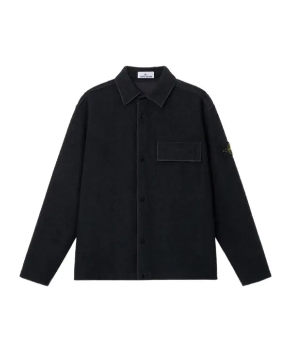 Stone Island Logo Patch Overshirt Jacket - Navy Blue
