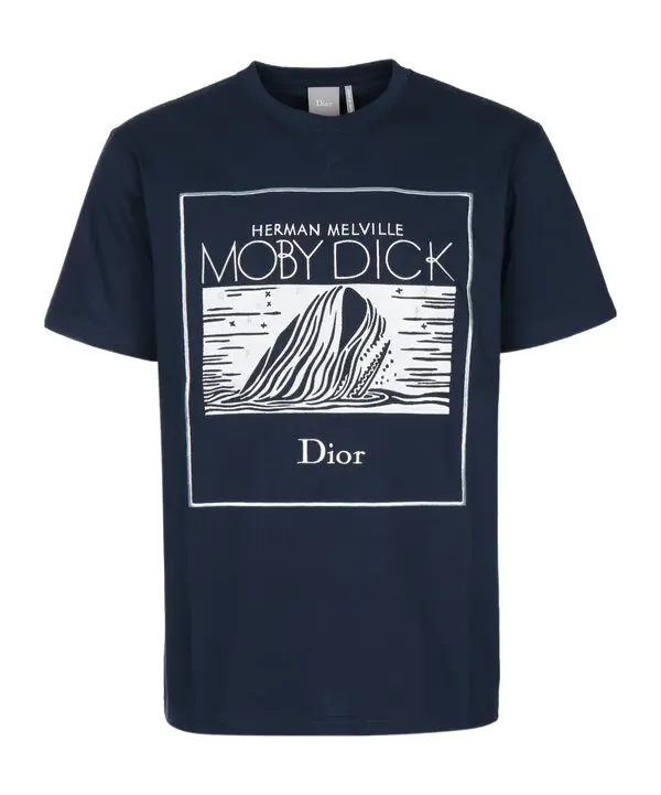 Dior T-shirt With Book Cover Embroidery And Print, Relaxed Fit - Navy Blue