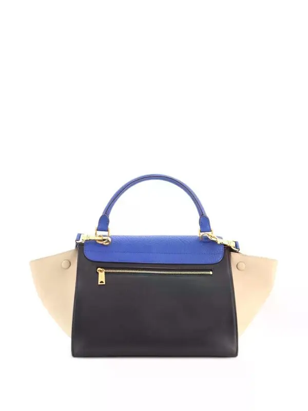 Celine Tricolor Trapeze Bag Leather Small Satchel - Black