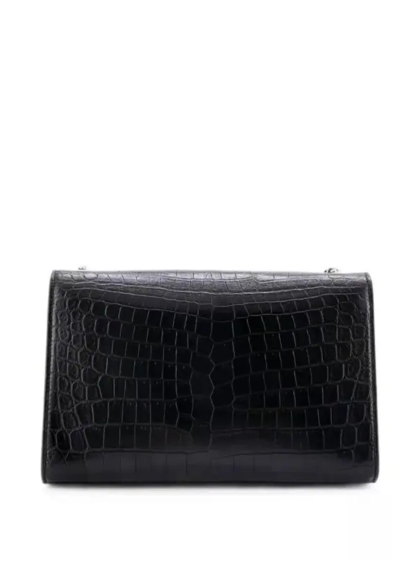Saint Laurent Classic Monogram Tassel Crocodile Embossed Leather Medium Crossbody Bag