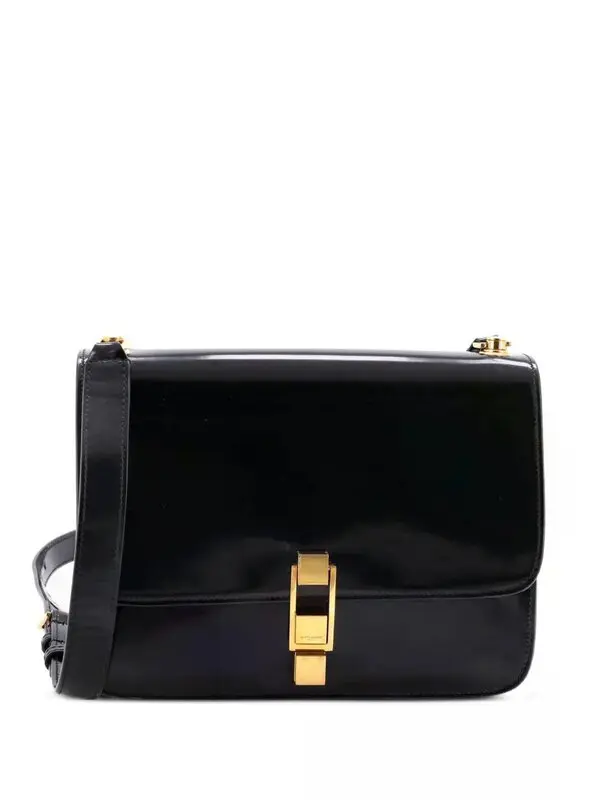 Saint Laurent Carre Satchel Patent Medium Shoulder Bag - Black