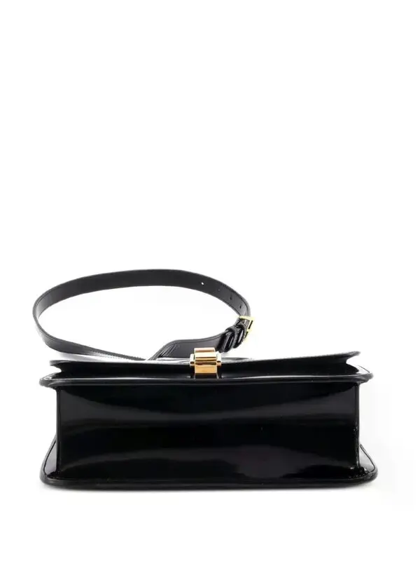 Saint Laurent Carre Satchel Patent Medium Shoulder Bag - Black
