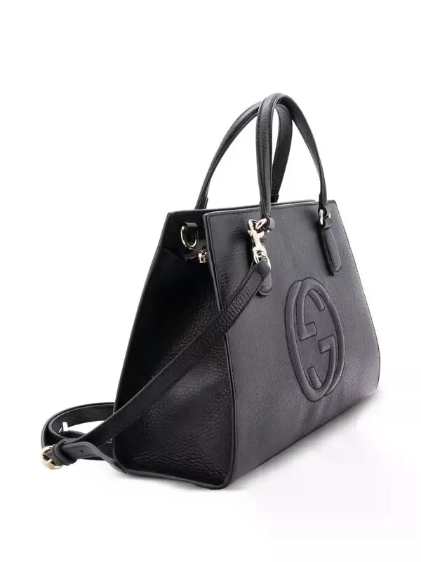 Gucci Soho Convertible Top Handle Leather Medium Satchel - Black
