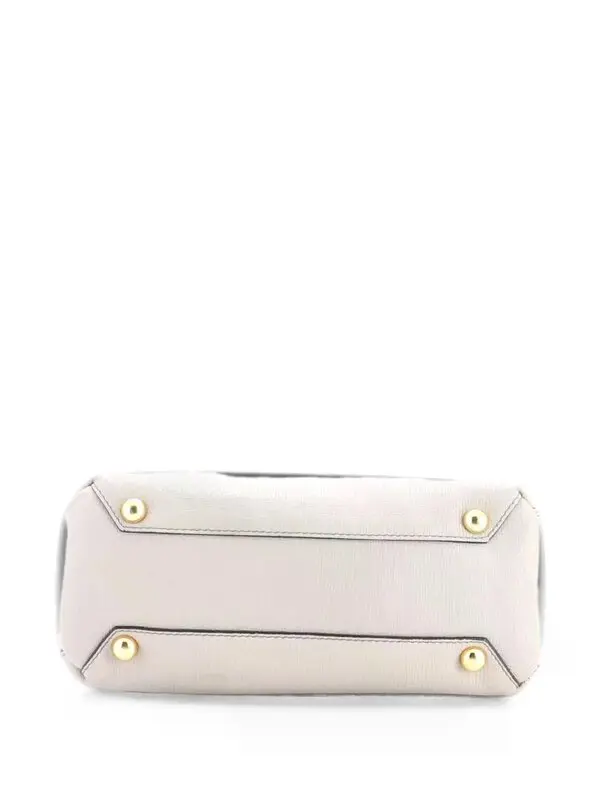 Burberry Banner Leather And House Check Canvas Small Tote Bag