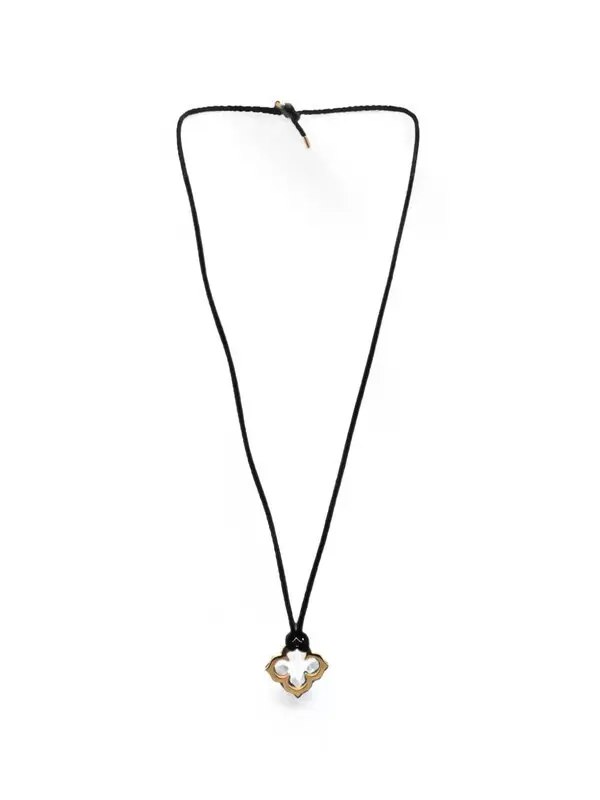 Cartier Quatrefoil Pendant Silk Cord With 18k Yellow Necklace - Gold