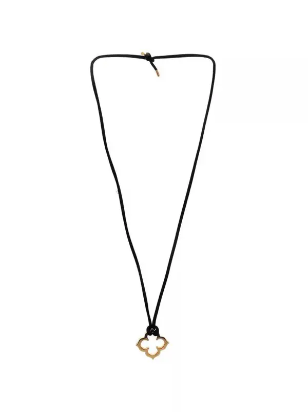 Cartier Quatrefoil Pendant Silk Cord With 18k Yellow Necklace - Gold