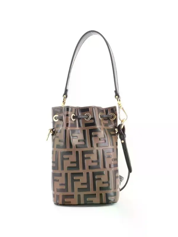 Fendi Mon Tresor Zucca Embossed Leather Mini Bucket Bag - Brown