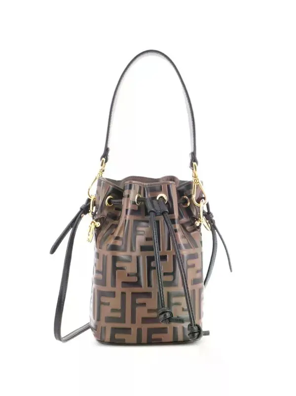 Fendi Mon Tresor Zucca Embossed Leather Mini Bucket Bag