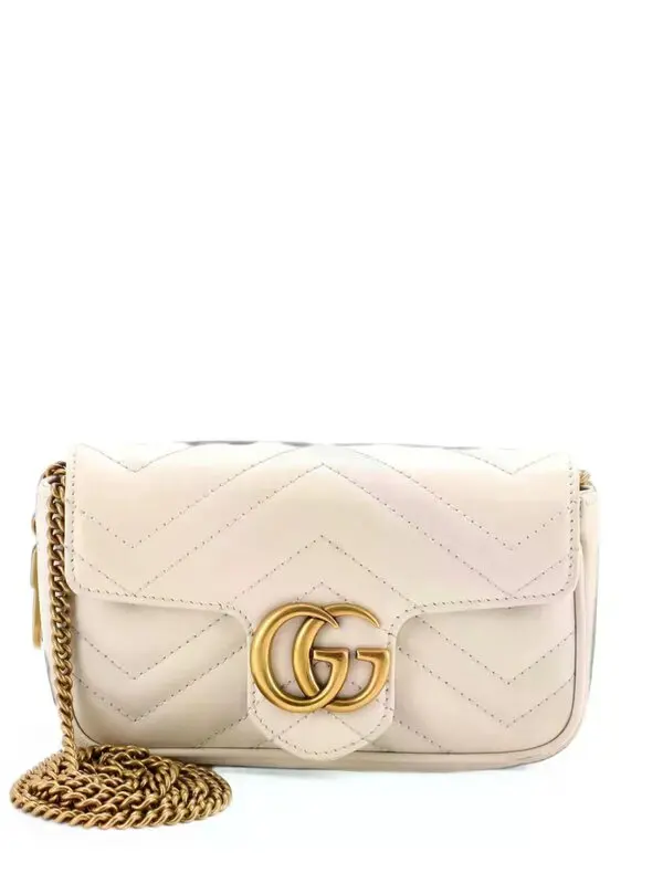 Gucci Gg Marmont Flap Bag Matelasse Leather Super Mini Crossbody Bag - Neutrals
