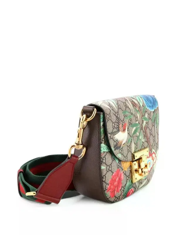 Gucci Padlock Saddle Tian Print Gg Coated Canvas Medium Shoulder Bag