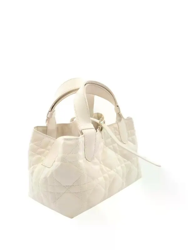 Dior 2010-2026 Small Calfskin Macrocannage Toujours Handbag - White