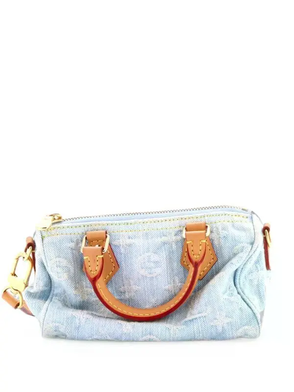 LOUIS VUITTON Speedy Bandouliere Nm Bag Monogram Denim Sky Nano Satchel - Blue