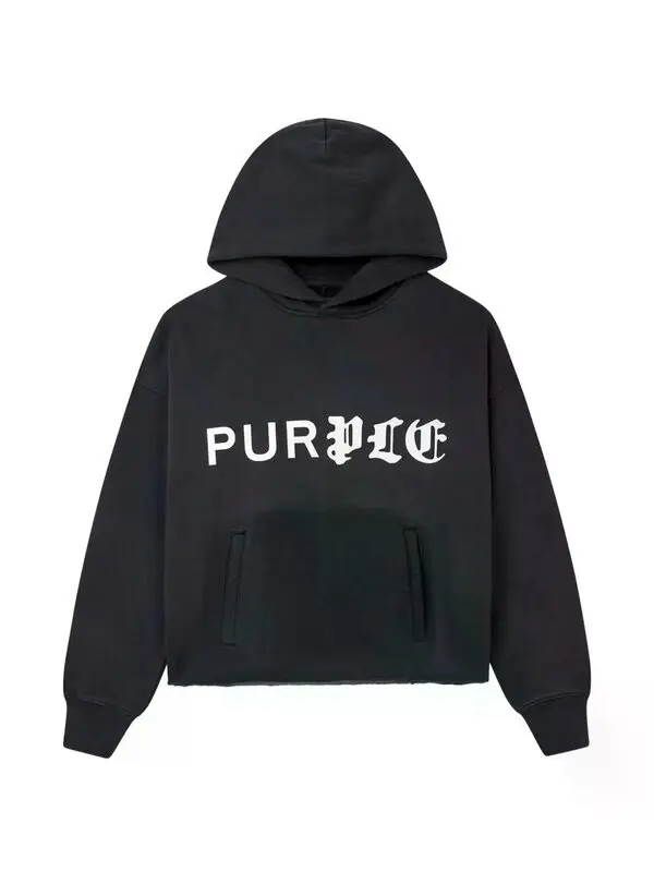 PURPLE BRAND Logo-print Raw-edge Hoodie