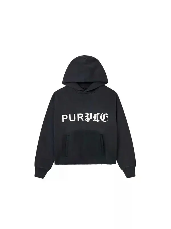 PURPLE BRAND Logo-print Raw-edge Hoodie