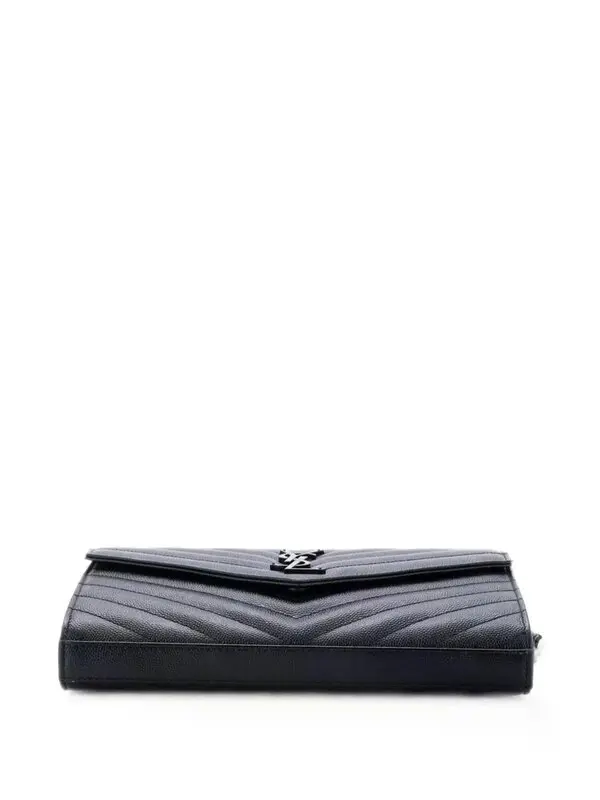 Saint Laurent Classic Monogram Wallet On Chain Matelasse Chevron Leather Medium Crossbody Bag