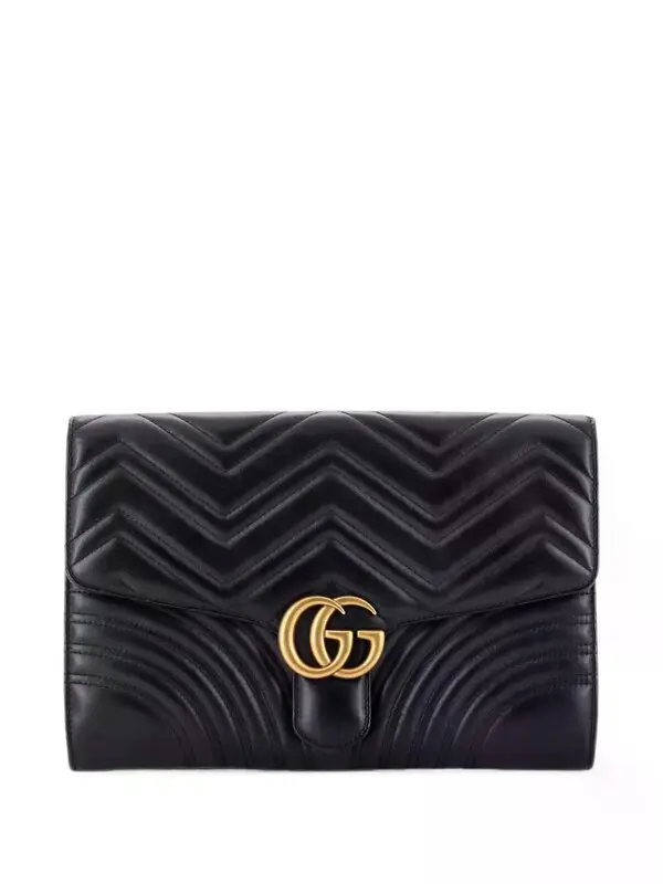 Gucci Gg Marmont Flap Matelasse Leather Clutch Bag