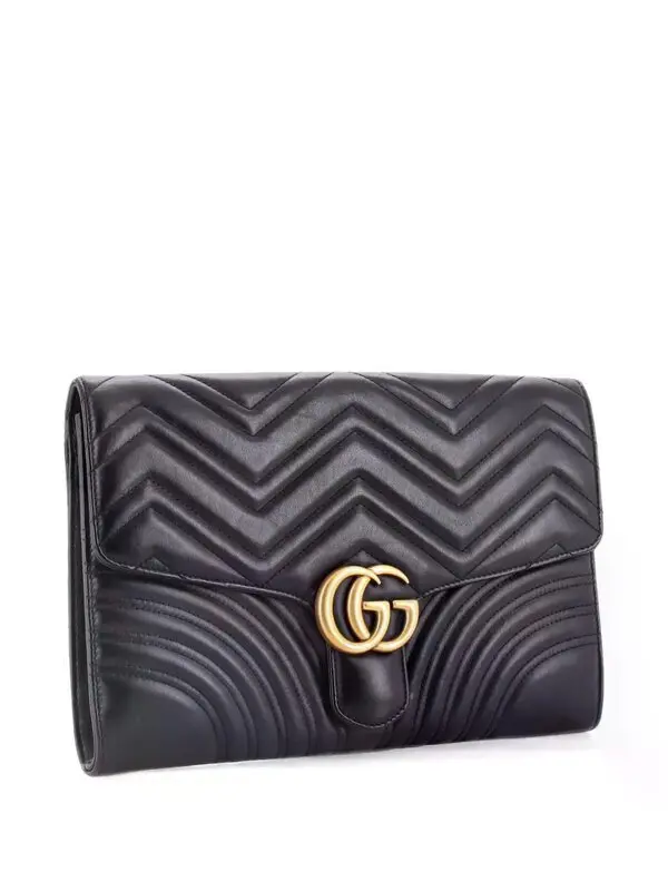 Gucci Gg Marmont Flap Matelasse Leather Clutch Bag