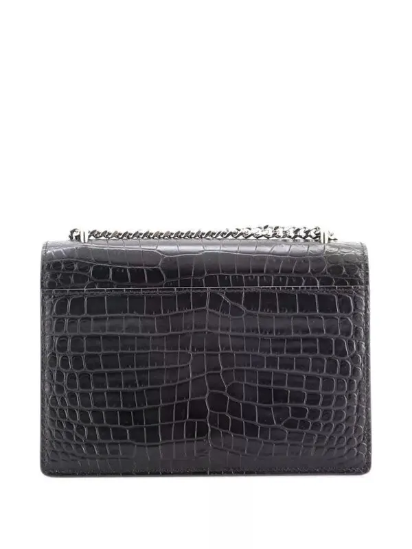 Saint Laurent Sunset Chain Wallet Crocodile Embossed Leather Crossbody Bag