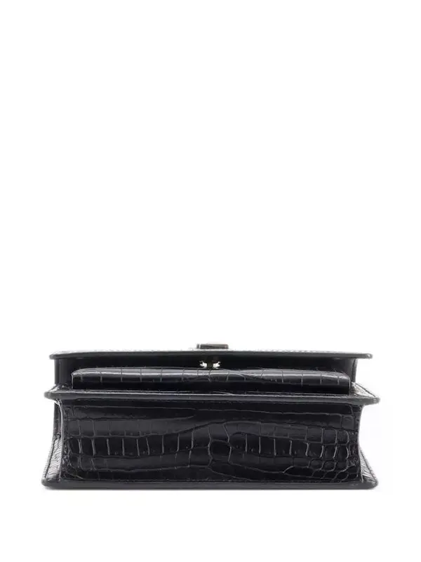 Saint Laurent Sunset Chain Wallet Crocodile Embossed Leather Crossbody Bag