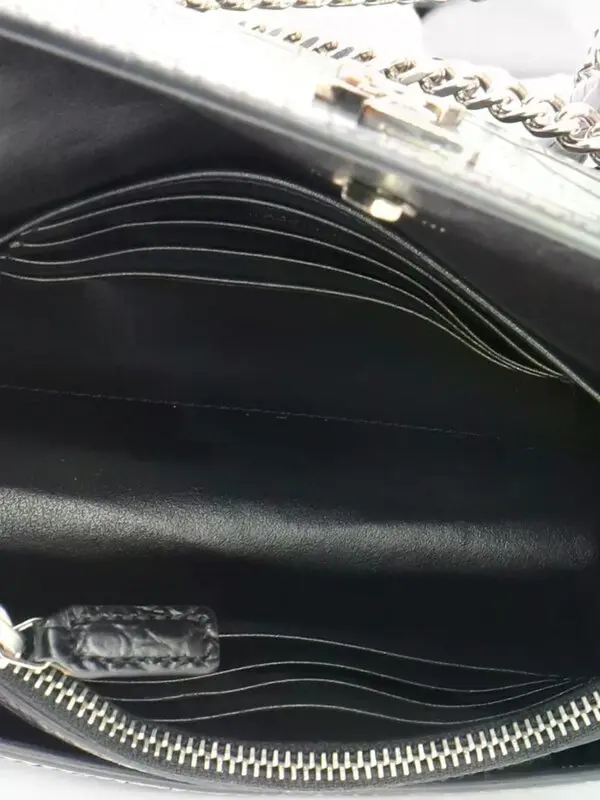 Saint Laurent Sunset Chain Wallet Crocodile Embossed Leather Crossbody Bag