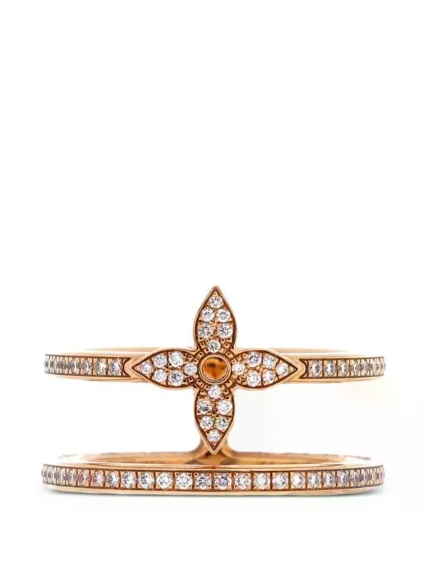 LOUIS VUITTON Idylle Blossom Two-row 18k Rose Gold And Diamonds Ring - Pink