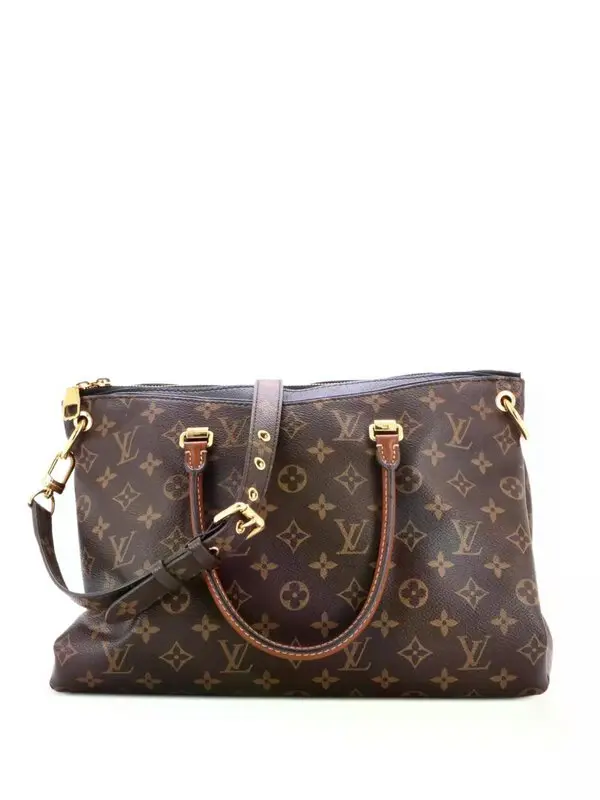LOUIS VUITTON Pallas Tote Monogram Canvas With Leather Shoulder Bag - Black