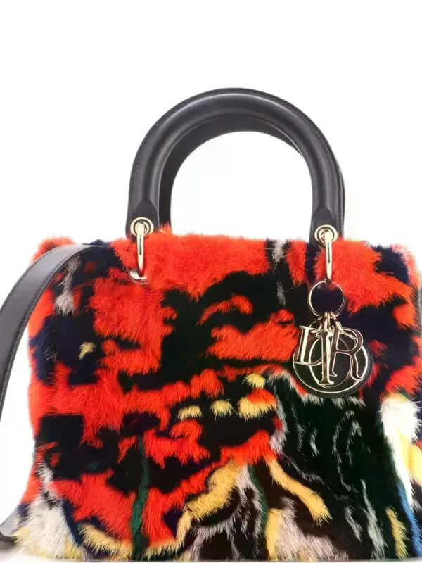 Dior Lady Bag Limited Edition Printed Mink Medium Satchel