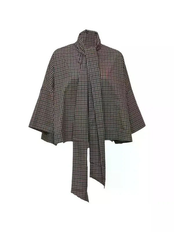 Essentiel Antwerp Check-pattern Pussy-bow Blouse