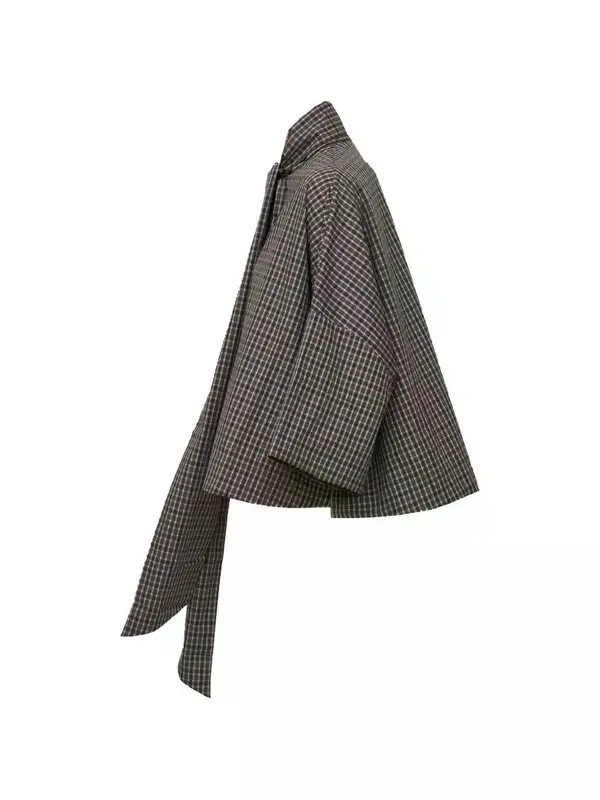 Essentiel Antwerp Check-pattern Pussy-bow Blouse