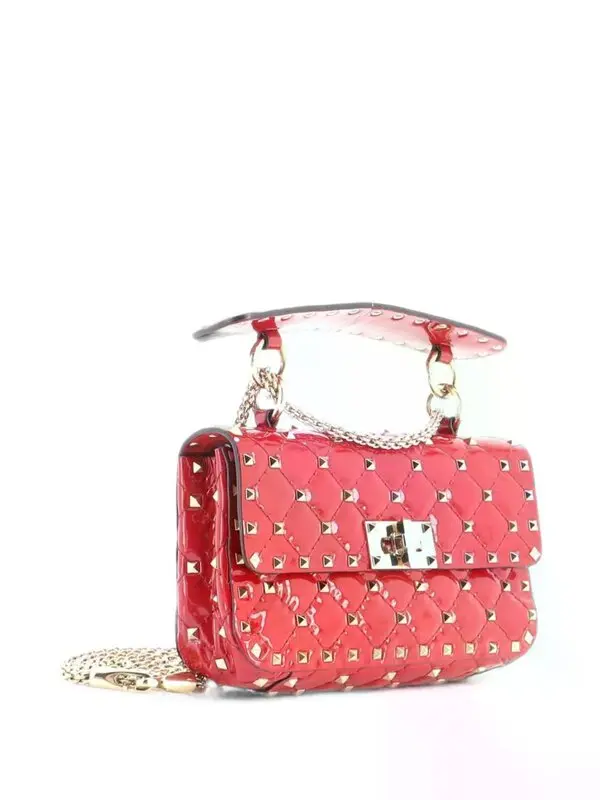 Valentino Garavani Rockstud Spike Flap Bag Quilted Patent Small Shoulder Bag