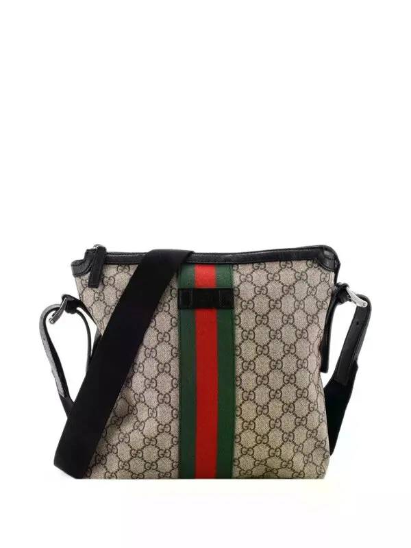 Gucci Web Messenger Bag Gg Coated Canvas Medium Crossbody Bag