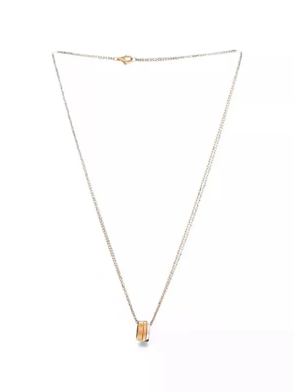 Cartier Love 3 Ring Pendant 18k Rose Gold And 18k White Gold With 6 Diamonds Necklace - Pink