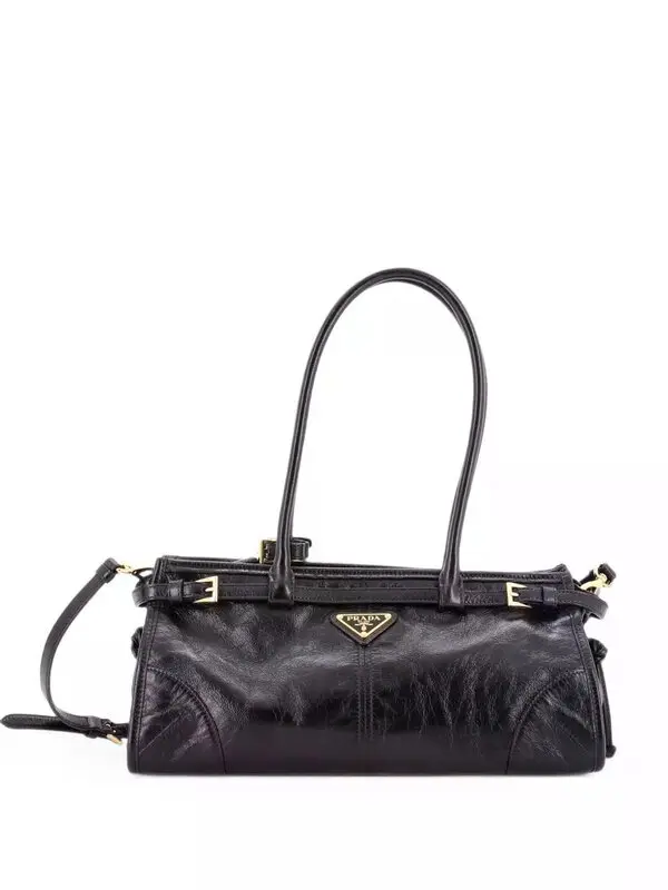 Prada Bonnie Handbag Vitello Shine Medium Crossbody Bag - Black