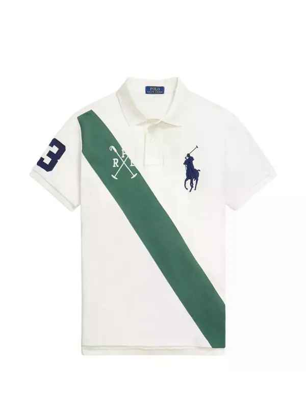 Polo Ralph Lauren Logo-patch Diagonal-stripe Polo Shirt