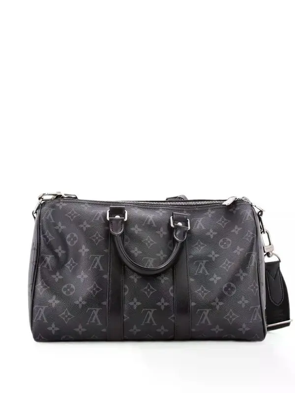 LOUIS VUITTON Keepall Bandouliere Bag Reverse Monogram Eclipse Canvas 35 Travel Bag - Black