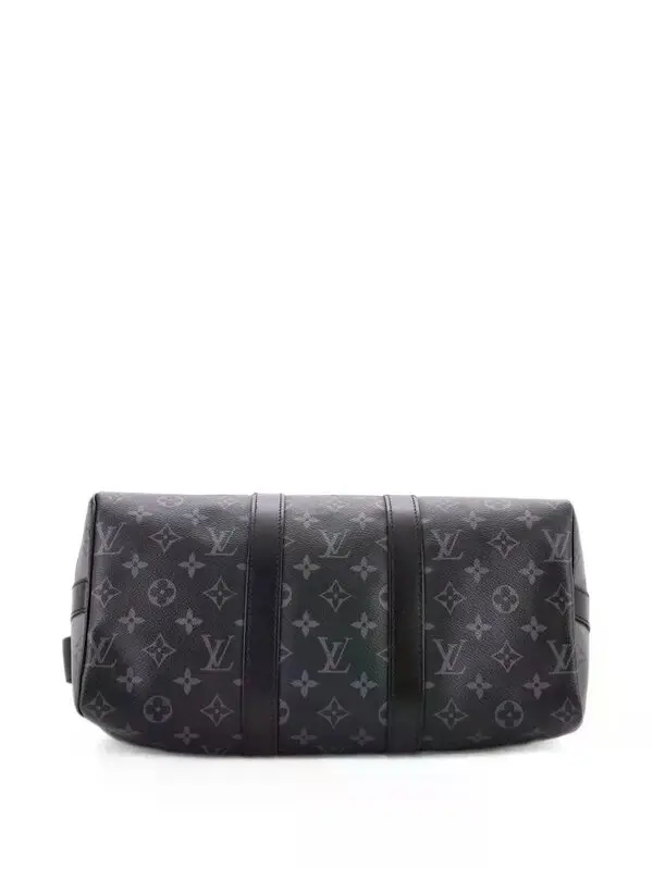 LOUIS VUITTON Keepall Bandouliere Bag Reverse Monogram Eclipse Canvas 35 Travel Bag - Black