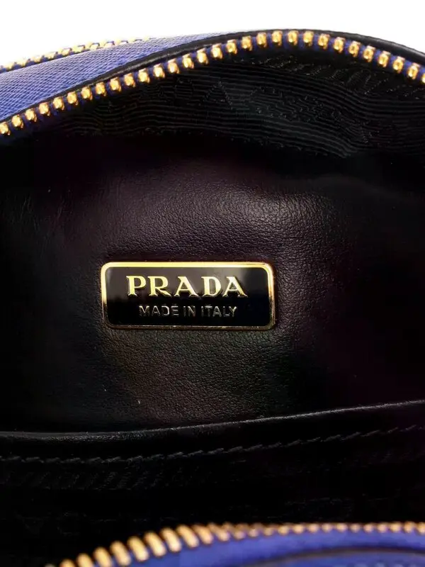 Prada Odette Top Handle Bag Saffiano Leather Small Shoulder Bag - Blue