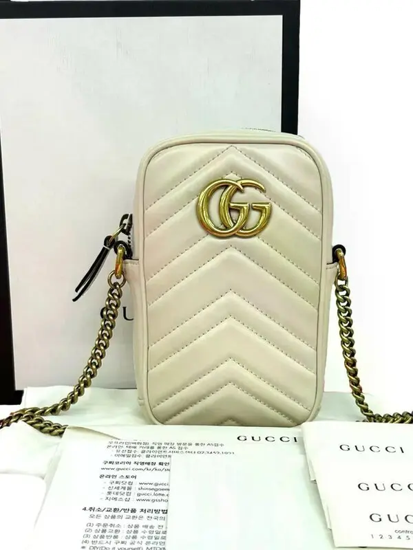 Gucci 2016-2026 Mini Gg Marmont Matelasse Leather Crossbody Bag - White