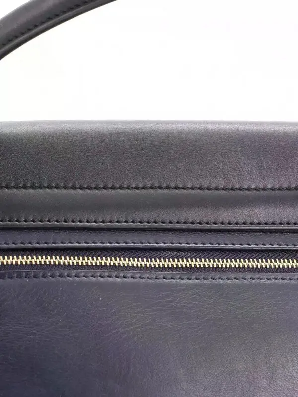 Celine Trapeze Bag Leather With Canvas Medium Satchel - Black